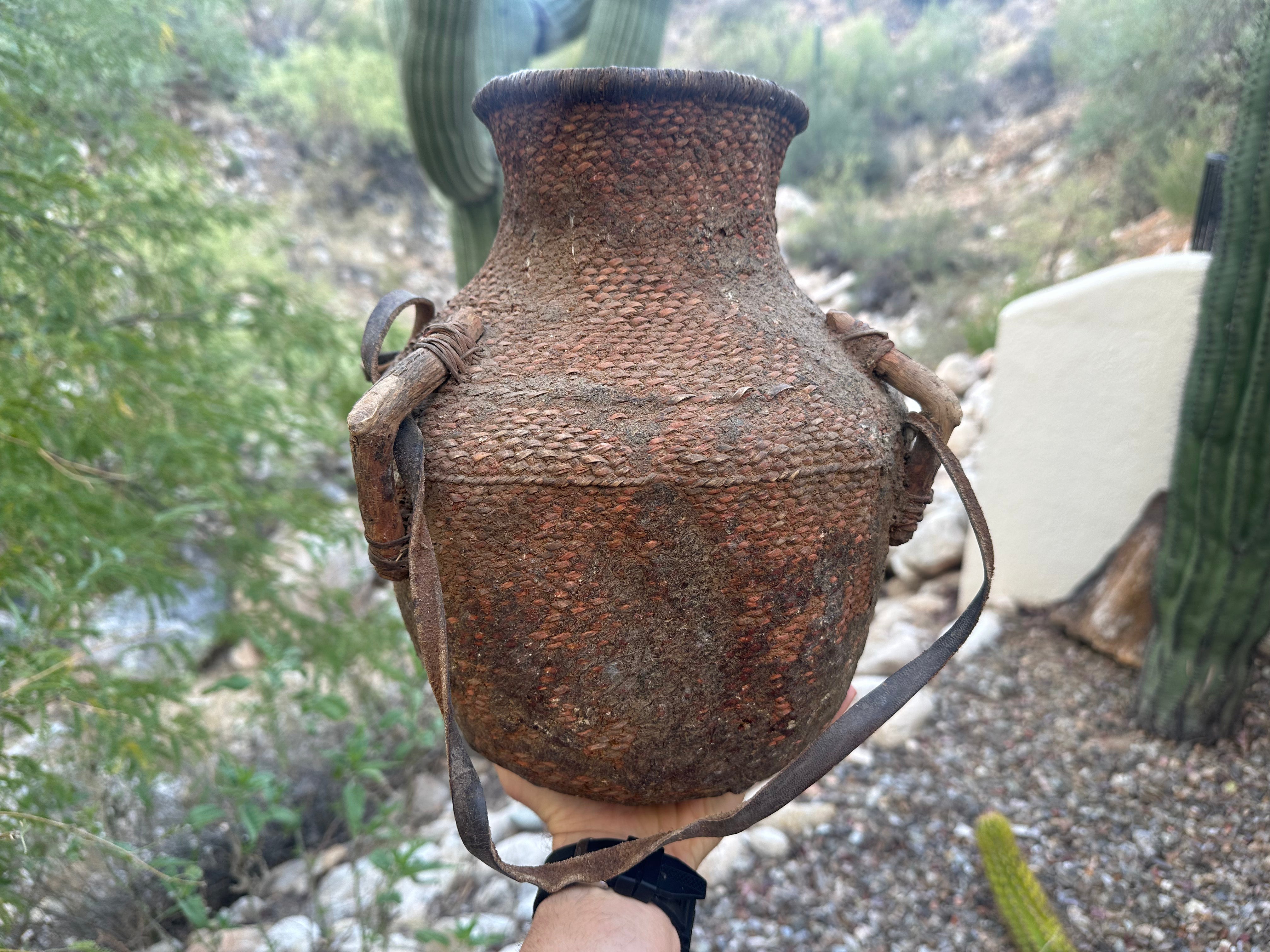 19th Century Western Apache Water Basket (TUS) with Strap – Arizona Origins
